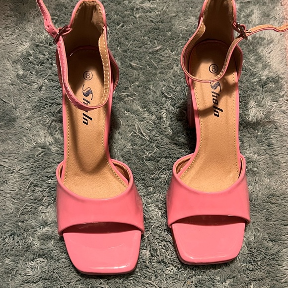 SHEIN | Shoes | Barbie Pink Square Toe Heels | Poshmark